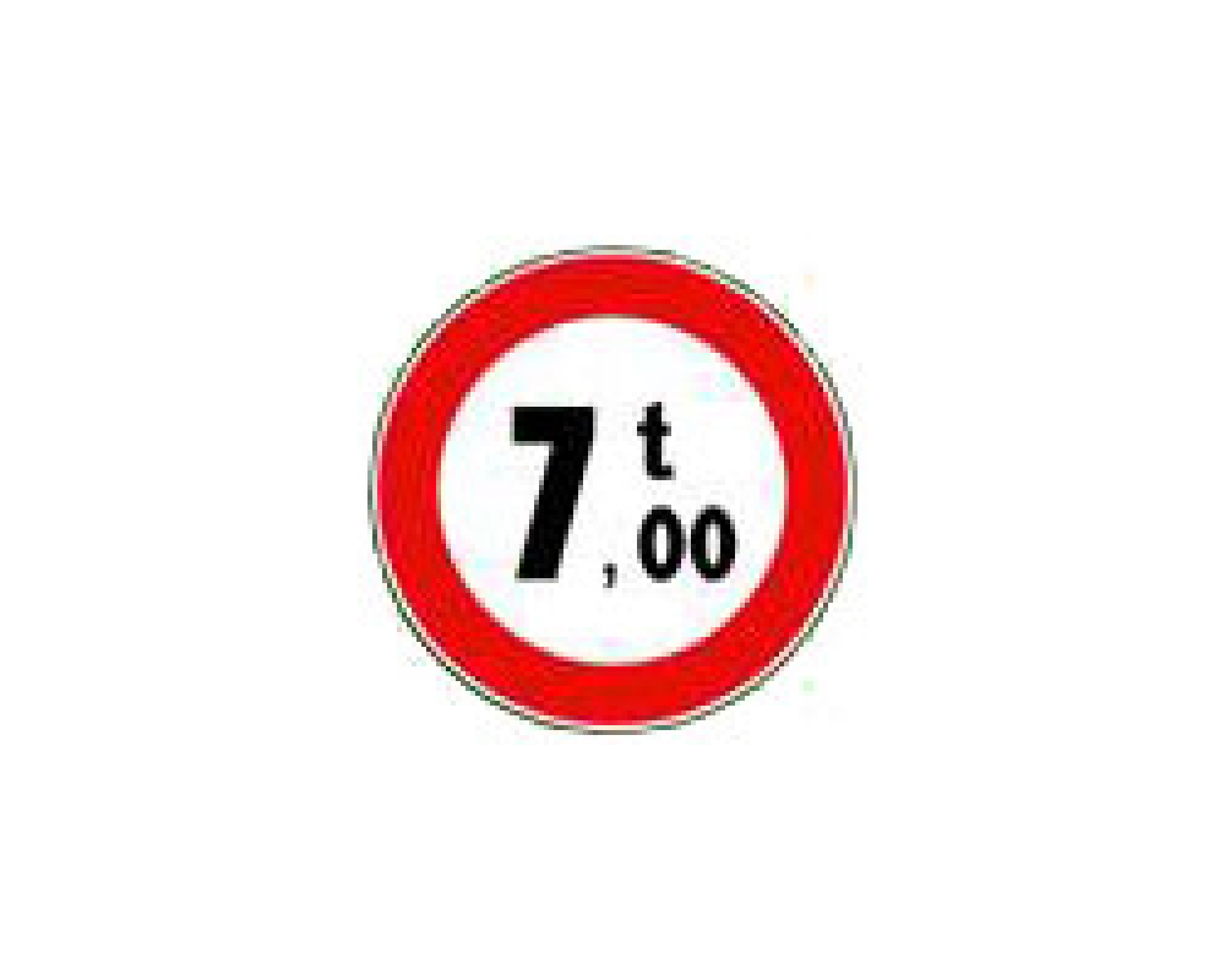 Cartello transito vietato ai veicoli aventi una massa superiore a 7 t Cartello transito vietato ai veicoli aventi una massa superiore a 7 t