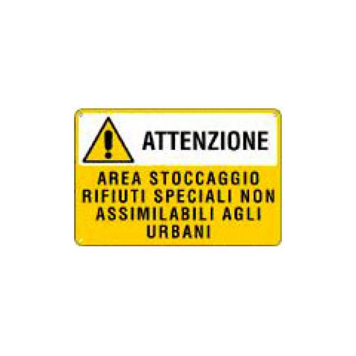 Cartello attenzione area deposito temporaneo rifiuti pericolosi