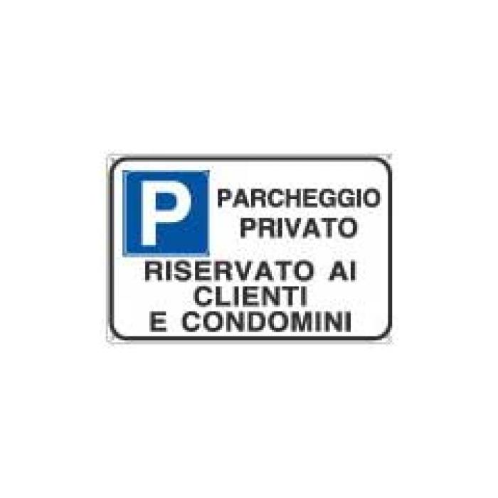Cartello parcheggio privato riservato ai clienti e condomini